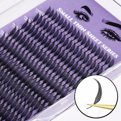 China Premade Fanned Natural 12 Rows 8-15mm D Roll 0.04mm Thin Band Wing Fairy Comic Spire Lashes Salon Eyelashes Extension for sale