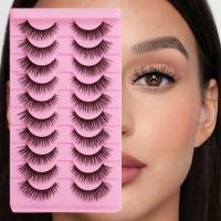China 10 Pairs Cat Eye Lash Strips Faux Mink Natural Lashes 6D Eyelashes Full Strip Style Lash Extensions for sale