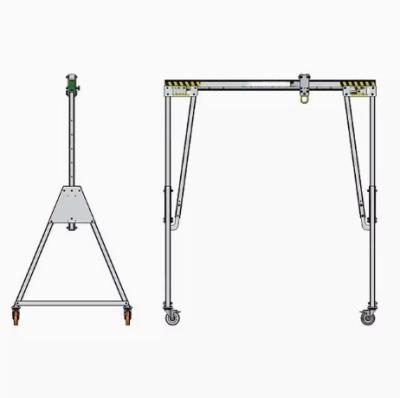 China 250 kg Rated Loading Capacity Adjustable Aluminum Mobile Gantry Crane for Heavy Duty Tasks for sale