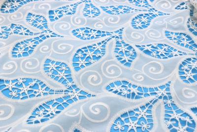 China Laser Hollow Out Chiffon Allover Lace Fabric Breathable Leaf Dyeable For Summer Dress for sale