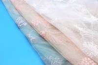 China Mesh Allover Leaf Lace Fabric With Polyester Water Soluble Embroidered for sale