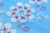 China Polyester Mesh Sequin Lace Trim , Petal Embroidered Lace Trims for sale