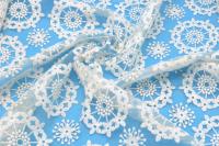 China Nylon Mesh Embroidered Allover Lace Fabric With Polyester Yarn Snowflake Style for sale
