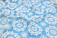 China Nylon Mesh Embroidered Allover Lace Fabric With Polyester Yarn Snowflake Style for sale