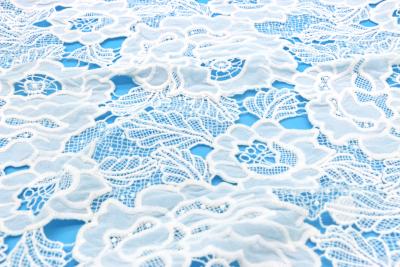China Stylish Hollow out Allover Embroidery Lace Fabric Floral Ornament Style Breathable for sale