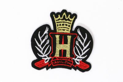China Gold Crown With Heart Gold H Letter Felt Applique Patch Armband For Pants Jacket for sale