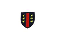 China Shield Military Embroidered Patch With Several Pentagram And A Red Belt for sale