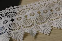 China DTM Embroidery Anglaise Trim , 9cm Width White Eyelet Trim Polyester Material for sale