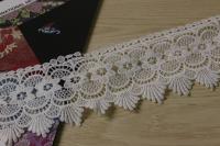 China DTM Embroidery Anglaise Trim , 9cm Width White Eyelet Trim Polyester Material for sale