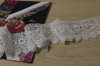 China DTM Embroidery Anglaise Trim , 9cm Width White Eyelet Trim Polyester Material for sale