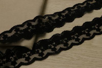 China Unfading Guipure Lace Trims Black Pattern Heat Dissolving Interlining for sale