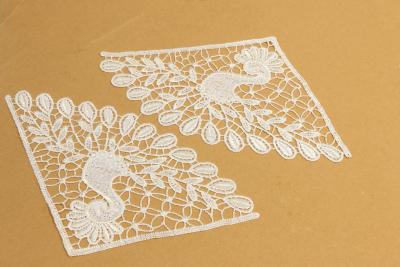 China Peacock Lace Applique Fabric By The Yard Geometric Pattern OEM Available for sale