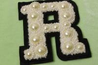 China 3D Black Fiber With Bugles 3D Embroidery Patches And DIY Pearl 