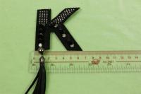 China K Shaped 3D Embroidery Patches PVC Material Multistrand Black Color for sale