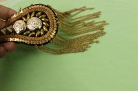 China Metal Tassel Custom Design Embroidered Patches 95mm Width 3D Epaulettes for sale