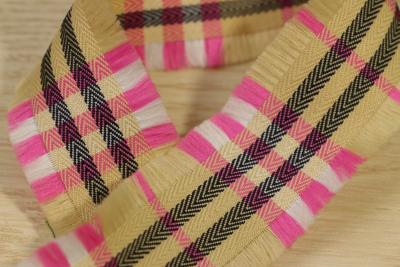 China Scottish Tartan Woven Tapes 32mm Width Herringbone Pattern For Multipurpose for sale