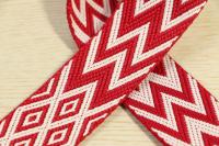 China Bicolor Woven Tapes , Goemetric Polyester Bias Binding Tape 3mm Thickness for sale