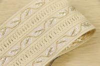 China Symmetrical Picot Woven Tapes 53mm Width Flat Ladder Metallic Jacquard for sale
