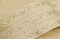 China Symmetrical Picot Woven Tapes 53mm Width Flat Ladder Metallic Jacquard for sale