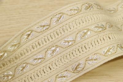 China Symmetrical Picot Woven Tapes 53mm Width Flat Ladder Metallic Jacquard for sale