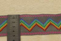 China Flat Webbing Woven Tapes Lightweight Zigzag Pattern Rainbow Color OEM for sale