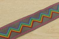 China Flat Webbing Woven Tapes Lightweight Zigzag Pattern Rainbow Color OEM for sale