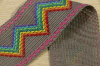 China Flat Webbing Woven Tapes Lightweight Zigzag Pattern Rainbow Color OEM for sale