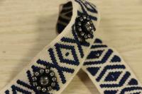 China Rhinestone Woven Tapes Jacquard Webbing Nonstretched For Clothes for sale