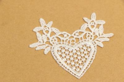 China Embroidery Guipure Lace Applique 70mmx70mm Size Heart Shaped for sale