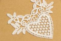 China Embroidery Guipure Lace Applique 70mmx70mm Size Heart Shaped for sale