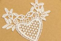 China Embroidery Guipure Lace Applique 70mmx70mm Size Heart Shaped for sale