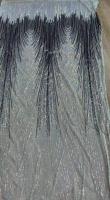China Luminescent White Wedding Lace Fabric Glamorous Glitz With Peacock Tail for sale