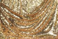 China Non Flipped Bridal Lace Fabrics Glitz Delicate 135cm Width With Gold Sequin for sale