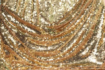 China Non Flipped Bridal Lace Fabrics Glitz Delicate 135cm Width With Gold Sequin for sale
