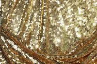 China Non Flipped Bridal Lace Fabrics Glitz Delicate 135cm Width With Gold Sequin for sale