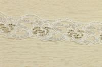 China ODM white bridal lace trim Flower embroidered Botanical paillettes translucent for sale