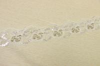 China ODM white bridal lace trim Flower embroidered Botanical paillettes translucent for sale