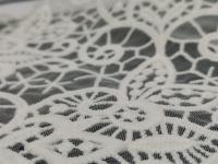 China Scalloped White Guipure Lace Fabric Watersoluble Polyester Material for sale