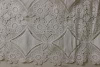 China White Embroidered Lace Fabric 120cm Width Ecofriendly Class4 Color Fastness for sale