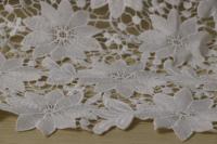 China Polyester Allover Lace Fabric Peekaboo White Water Soluble Botanical Chemical for sale