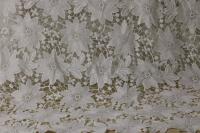 China Polyester Allover Lace Fabric Peekaboo White Water Soluble Botanical Chemical for sale