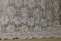 China Polyester Allover Lace Fabric Peekaboo White Water Soluble Botanical Chemical for sale