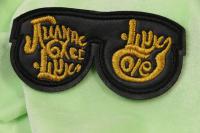 China Black Faux Leather Glasses Shape Embroidery Patch With Gold Metallic Threads for sale