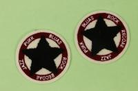 China Towel Embroidery Applique Patch Circle With Black Five Pointed Star For Kids Mens Jackets Pants for sale