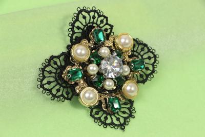 China Fashion Leaf Cloth Lace Rhinestone Patch For Custome Dress Direction for sale