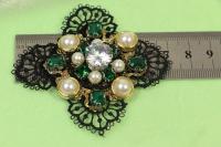 China Fashion Leaf Cloth Lace Rhinestone Patch For Custome Dress Direction for sale