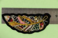 China Traditional India Wire Patch Leaf Shape Bullion Wire Velveteen Ground Patch For Clothes Bags for sale