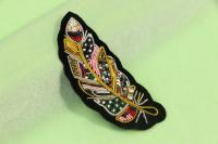 China Traditional India Wire Patch Leaf Shape Bullion Wire Velveteen Ground Patch For Clothes Bags for sale