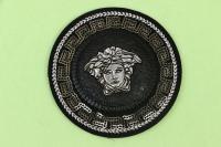 China 3D Black Medusa Circle Patch Silver Metallic Embroidery Sequins PU Puff Patch For T Shirt Pants Shoes for sale