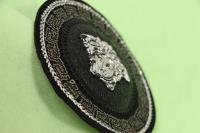 China 3D Black Medusa Circle Patch Silver Metallic Embroidery Sequins PU Puff Patch For T Shirt Pants Shoes for sale